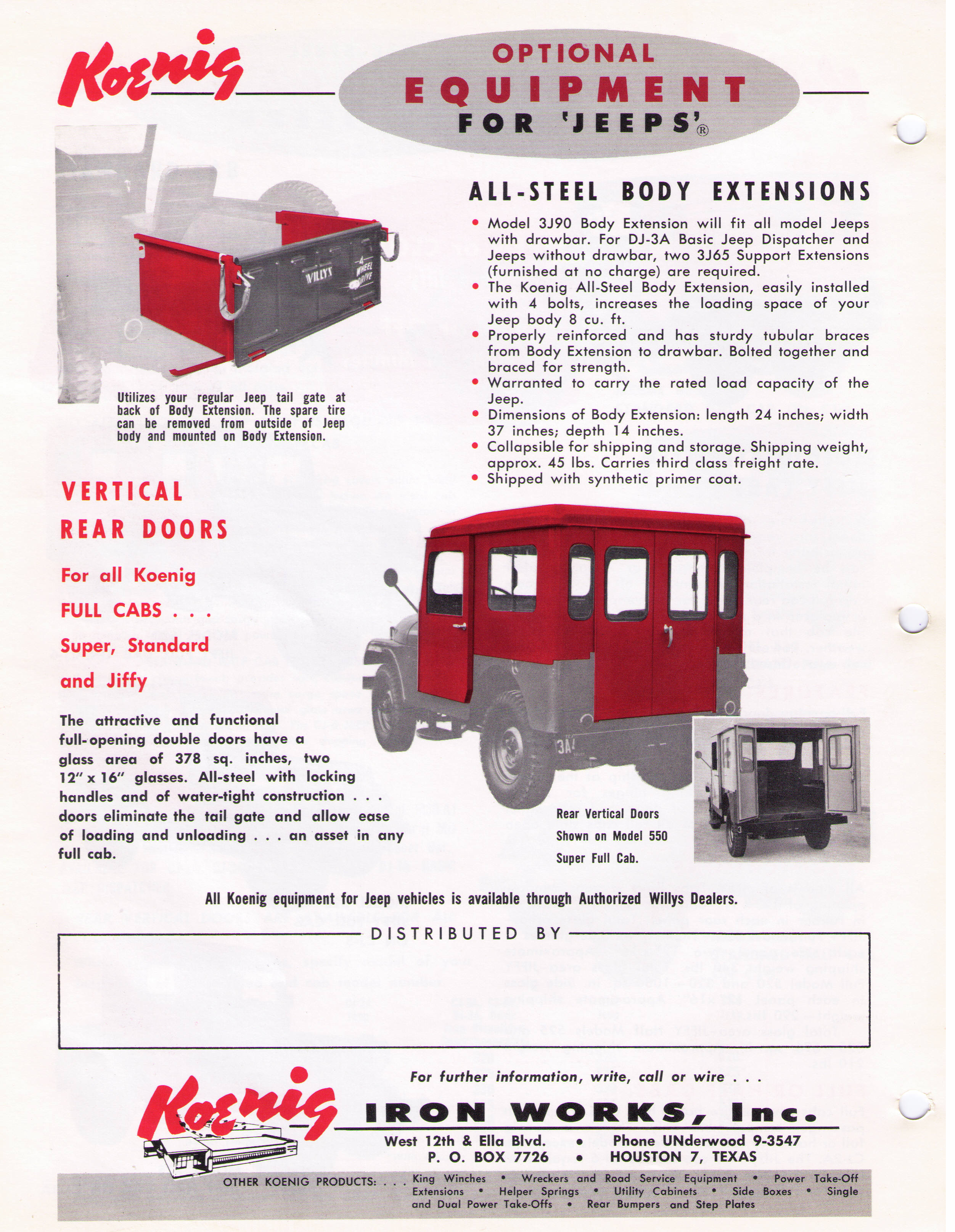 Koenig Super Cab Half and Full Top - Jeep Willys World
